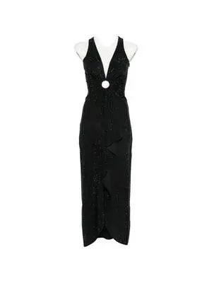 TWENTY FOURHAITCH Sequin-embellished Ring-detail Midi Dress - Black