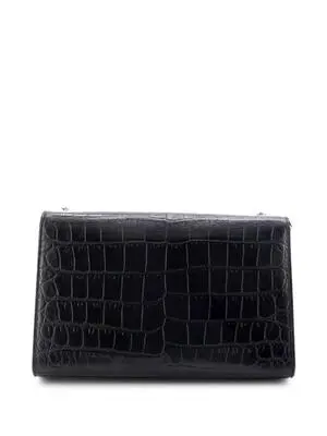 Saint Laurent Monogram Tassel Crocodile Embossed Leather Medium Crossbody Bag