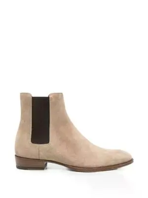 Saint Laurent Suede Chelsea Boots - Neutrals