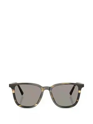 Miu Miu Striped Rectangle-frame Sunglasses - Brown
