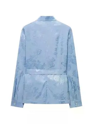 Shanghai Tang Floral Jacquard Belted Shirt - Blue