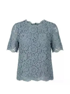 Valentino Garavani Floral-lace Short-sleeve Top - Blue