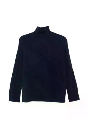 Marella Cable Knit Mock Neck Sweater - Blue