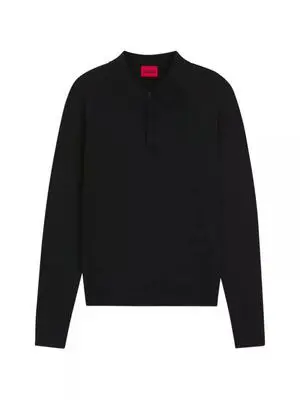 Hugo Slim-fit Knit Polo Shirt With Reverse Logo - Blue