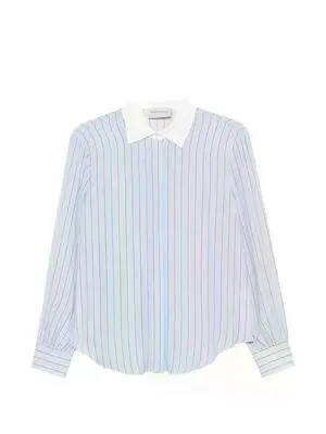 ERMANNO FIRENZE Vertical-stripe Long-sleeve Shirt - Blue