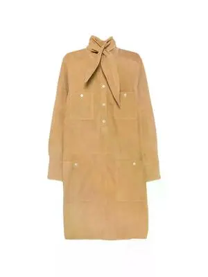 Polo Ralph Lauren Suede Mini Dress With Neck-tie Detail