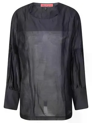 THELATEST Sheer Puff-sleeve Blouse - Black
