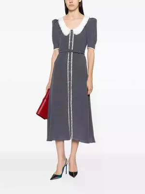Alessandra Rich Polka-dot Midi Dress - Blue