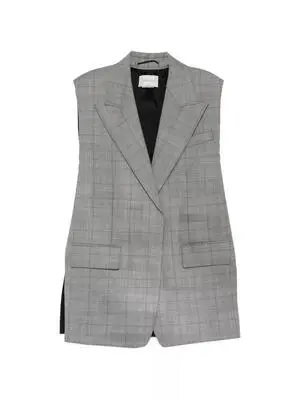 Sportmax Prince Of Wales Check Sleeveless Waistcoat - White
