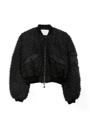 Cecilie Bahnsen Fil-coupé Flared-hem Jacket - Black