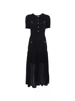 Maje Ribbed-knit Button-up Midi Dress - Blue