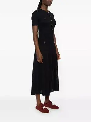 Maje Ribbed-knit Button-up Midi Dress