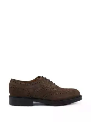 DOUCAL'S Brogue-detail Suede Oxford Shoes - Brown