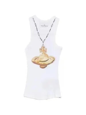 VIVIENNE WESTWOOD Orb Print Ribbed Vest - Blue