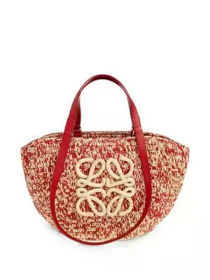 Loewe Eclipse Anagram Raffia Tote Bag - Red