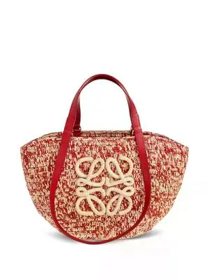 Loewe Eclipse Anagram Raffia Tote Bag - Red