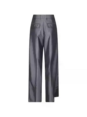 THELATEST Pleated Pinstripe Trousers - Grey