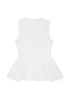Cecilie Bahnsen Matelassé Floral Embroidery Peplum Top