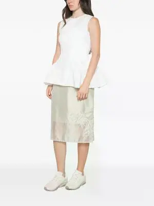 Cecilie Bahnsen Matelassé Floral Embroidery Peplum Top