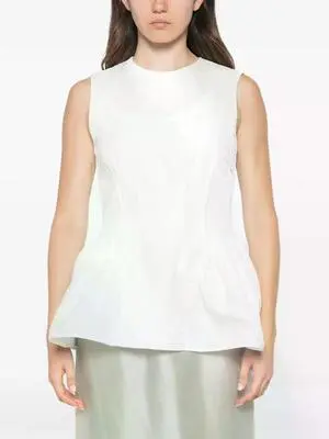 Cecilie Bahnsen Matelassé Floral Embroidery Peplum Top