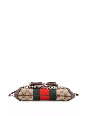 Gucci Horsebit Nm Web Chain Clutch Gg Canvas Small Shoulder Bag - Brown