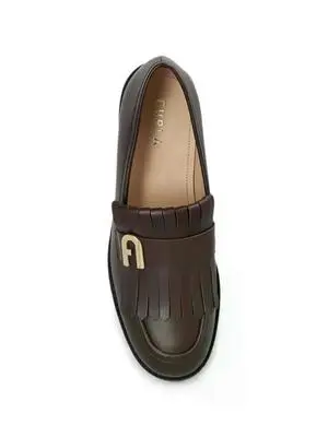 Furla Fringe Detail Logo Plaque Loafers