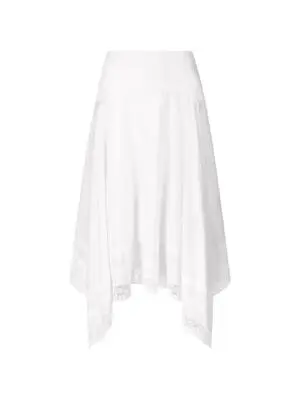 Staud Ainsley Lace-trim Asymmetric Handkerchief Hem Skirt - White