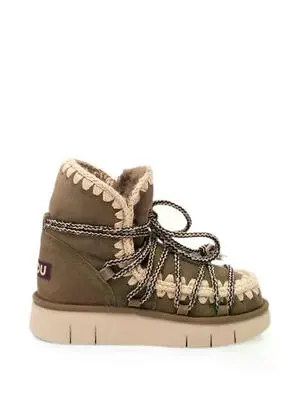 Mou Crochet-trim Lace-up Ankle Boots - Brown