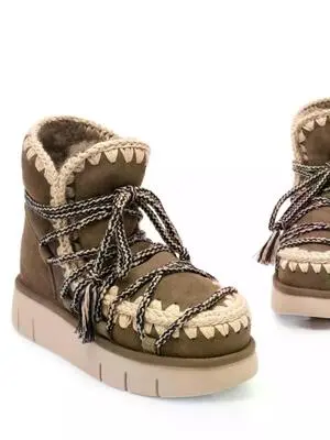 Mou Crochet-trim Lace-up Ankle Boots