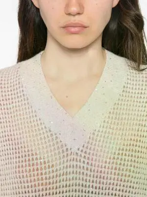 Peserico Sequin-embellished Open-knit Top