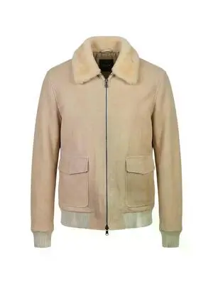 BARBA NAPOLI Shearling-collar Leather Jacket - Neutrals
