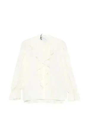 Marella Buttoned Ruffled Shirt - Neutrals