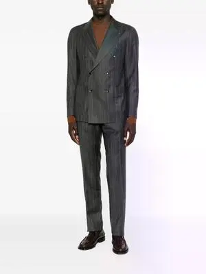 Tagliatore Stripe-pattern Double-breasted Suit - Grey