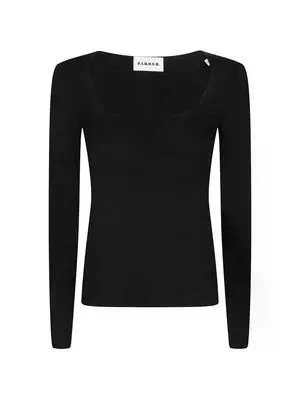P.a.r.o.s.h Ribbed-knit Scoop-neck Long-sleeve Wool T-shirt - Black