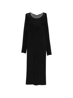 Patrizia Pepe Patterned-knit Midi Dress - Black