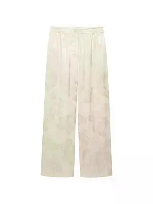 Shanghai Tang Floral-jacquard Flared Trousers - Neutrals