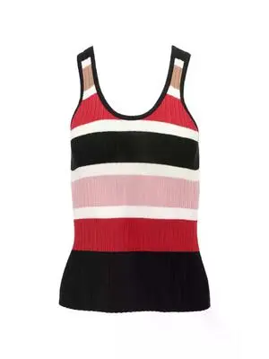 Isaia Striped Ribbed-knit Sleeveless Top - Red