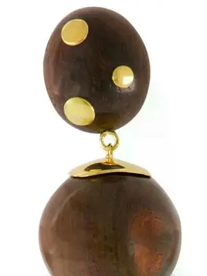 LIZZIE FORTUNATO Studded Wood Drop Earrings