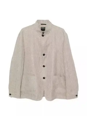 Zegna Button-up Linen Jacket - Neutrals