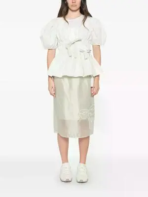 Cecilie Bahnsen Papillon Matelassé Peplum Top - Neutrals