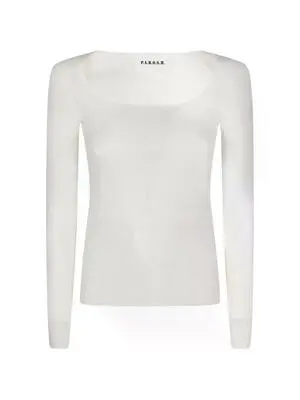 P.a.r.o.s.h Ribbed-knit Square-neck T-shirt - White