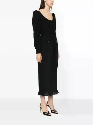 Alessandra Rich Ruffle-trim Scoop-neck Midi Dress