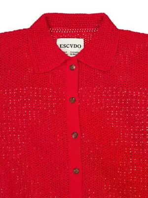 Escvdo Crochet-appliqué Knitted Shirt