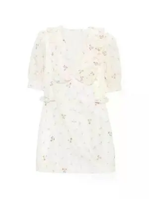Alessandra Rich Floral-print Mini Dress - Neutrals