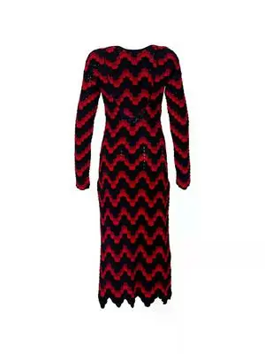Escvdo Ursula Wave-pattern Crochet Maxi Dress