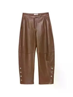 Sportmax Leather Trousers With Press-stud Detailing