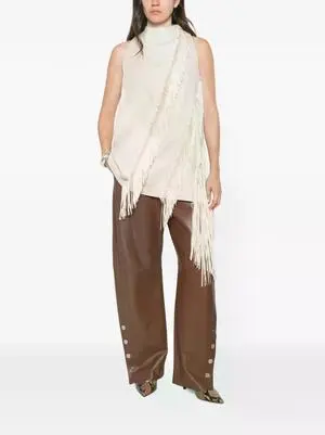 Sportmax Leather Trousers With Press-stud Detailing
