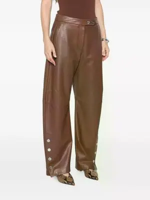 Sportmax Leather Trousers With Press-stud Detailing