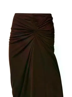 Andamane Gathered Maxi Skirt With Twist Detail - Brown