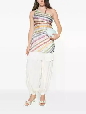 Missoni Fringed Zigzag Print One-shoulder Mini Dress